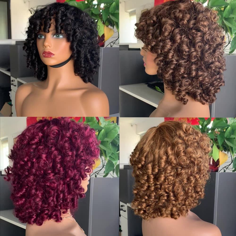 Sdd Super Double Drawn Fringe Wig 8" 200% Density 1b# 2# 30# 99j# Color ...