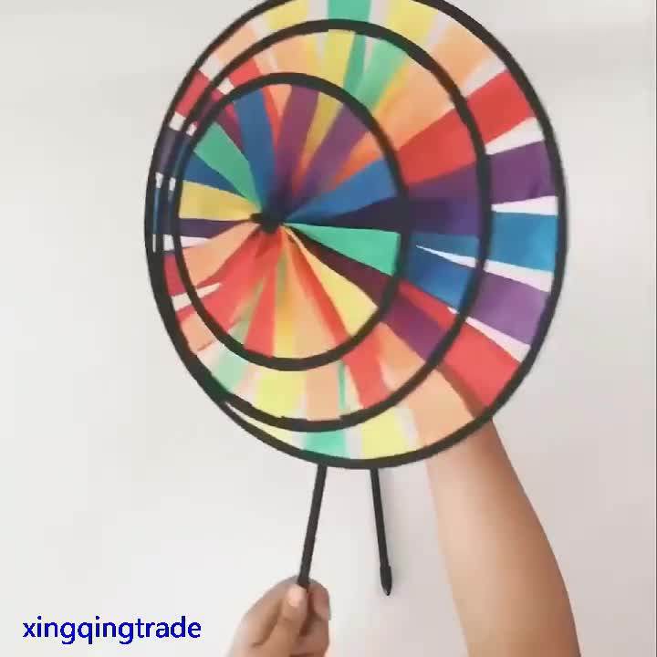 Colorful Rainbow Triple Wheel Wind Spinner Windmill Garden Yard Outdoor ...