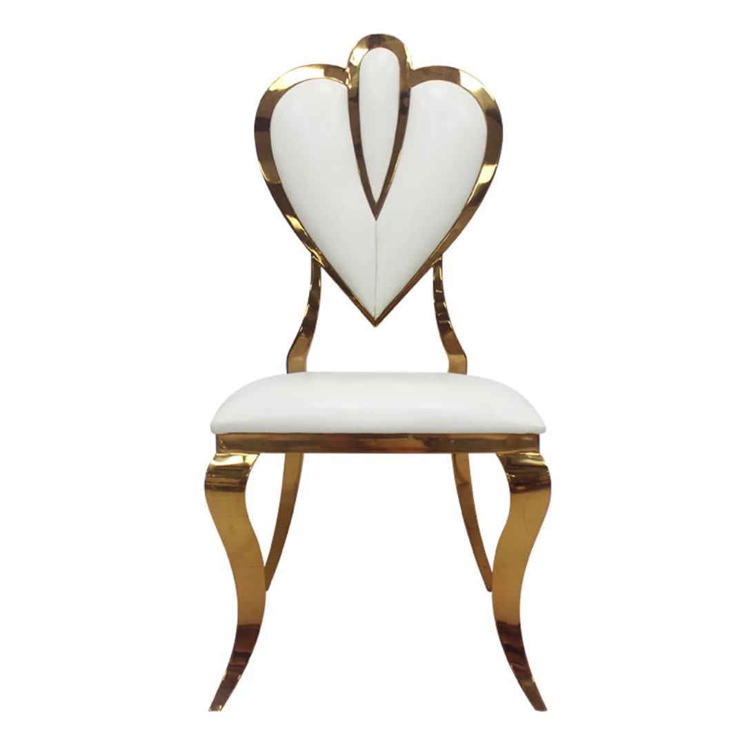Modern Heart Design Dining Chair Gold Color Luxury Model Metal Steel ...