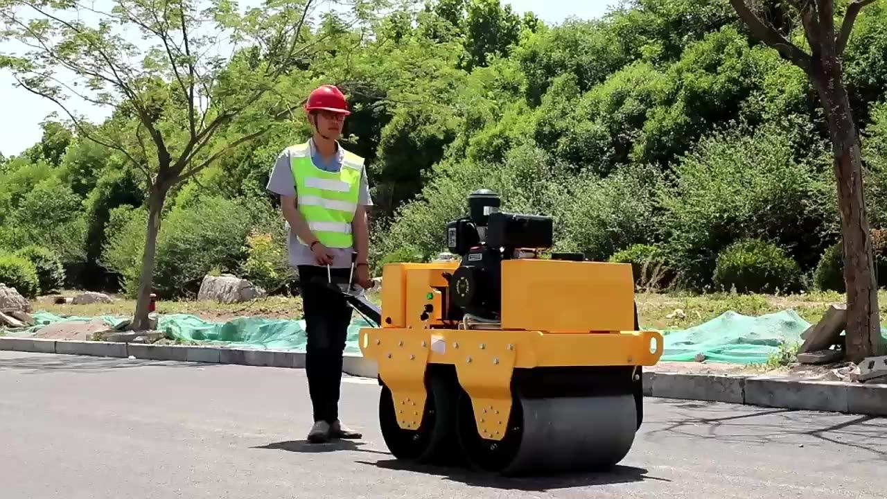 1 Ton Hydraulic Vibratory Asphalt Vibration Compactor Diesel Motor Road ...