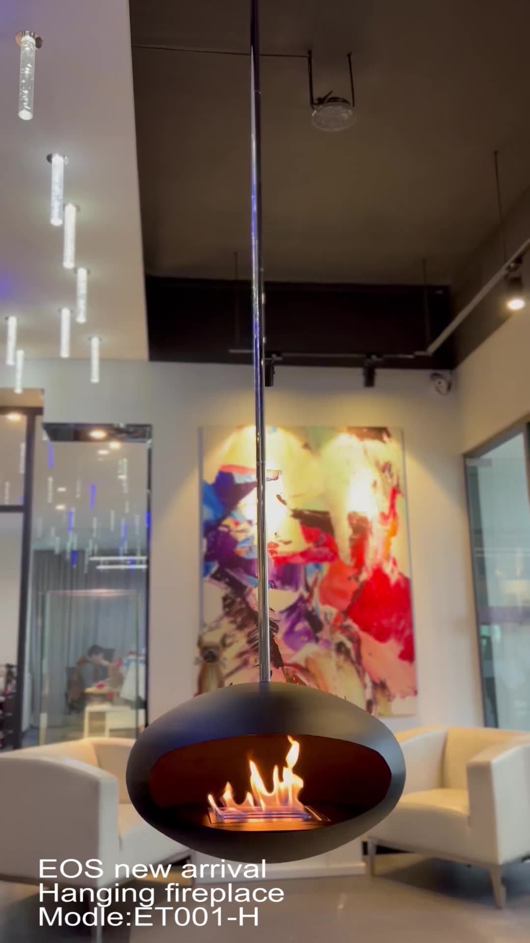 2024 Latest Design Cocoon Shape Sphere Oval Fireplace Real Fire Eco ...