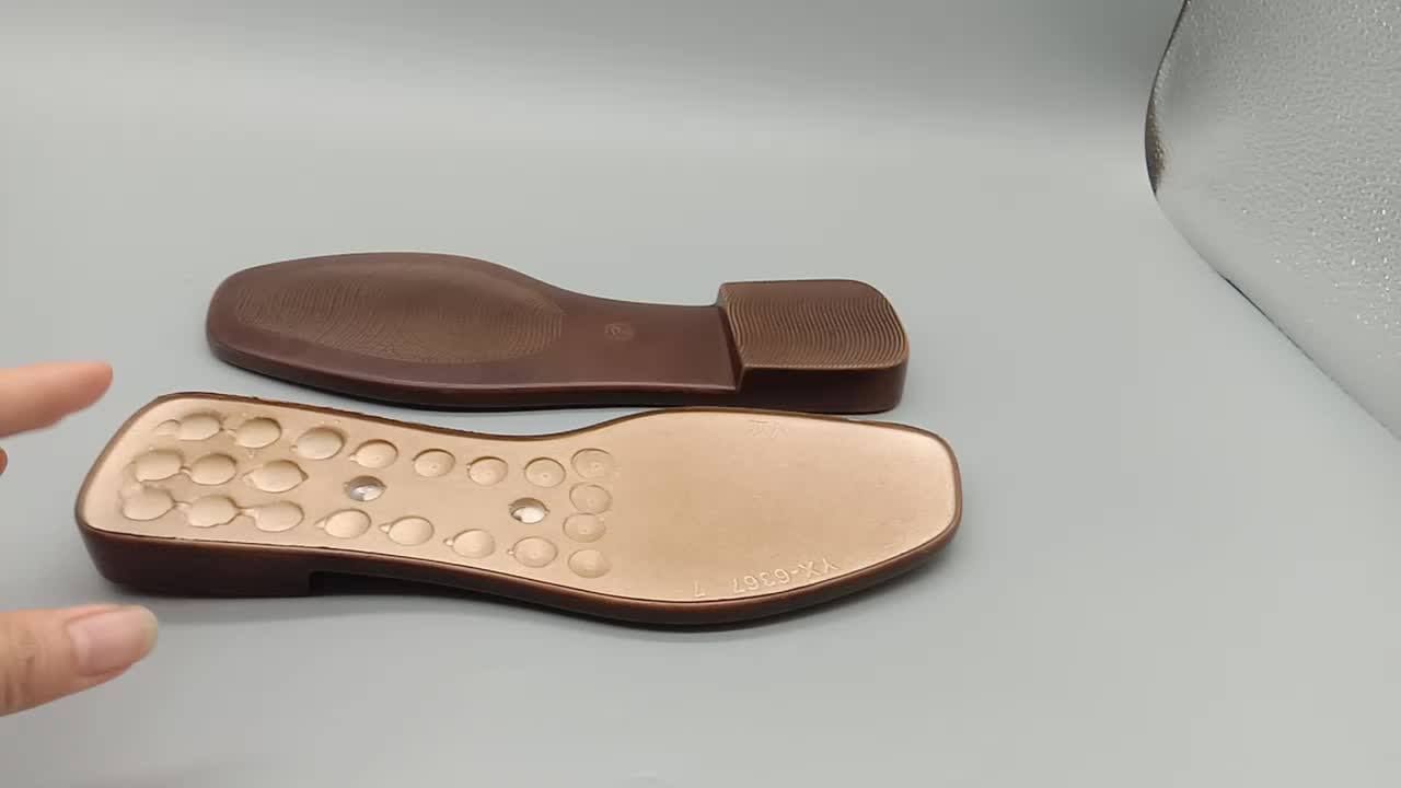 Hotsale Square Toe Pu Outsole Tan Color Female Sandals Pumps Flats Sole ...