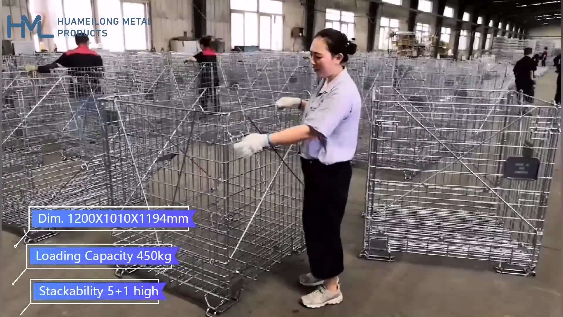 Folding Galvanized Stacking Steel Pet Preform Large Metal Wire Mesh ...