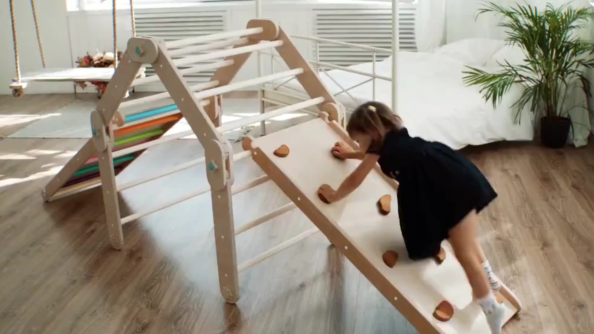 Montessori Pickler Triangle Wooden Foldable Pickler Climbing Triangle ...