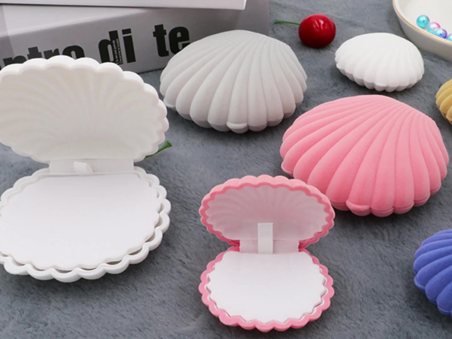 Foam Insert Sea Shell Velvet Pink Gift Box Jewelry Ring Display Earring ...