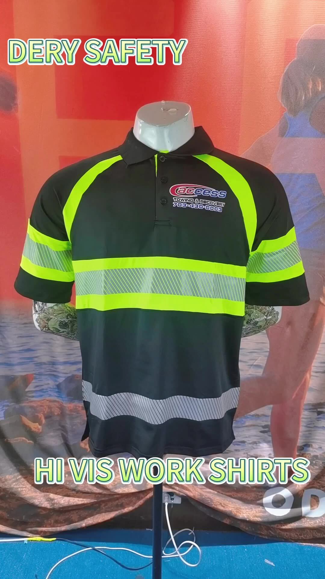 Hi Vis Workwear Safety Polo Shirt Customize High Visibility Tshirt Logo ...