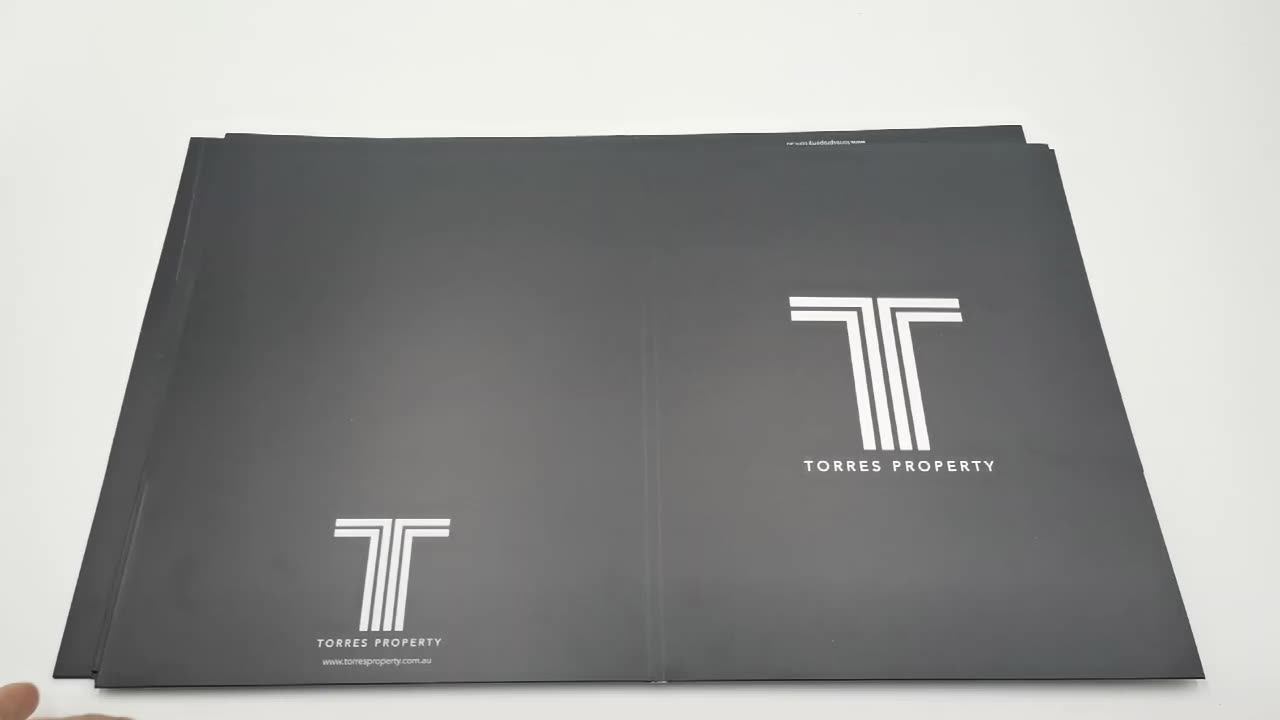 Custom A3 A4 A5 Size Linen Paper Folder With Business Card Slit Black ...