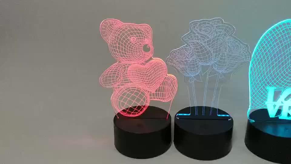 Customized Decoration Acrylic 3d Led Desk Night Light Optical Illusion ...