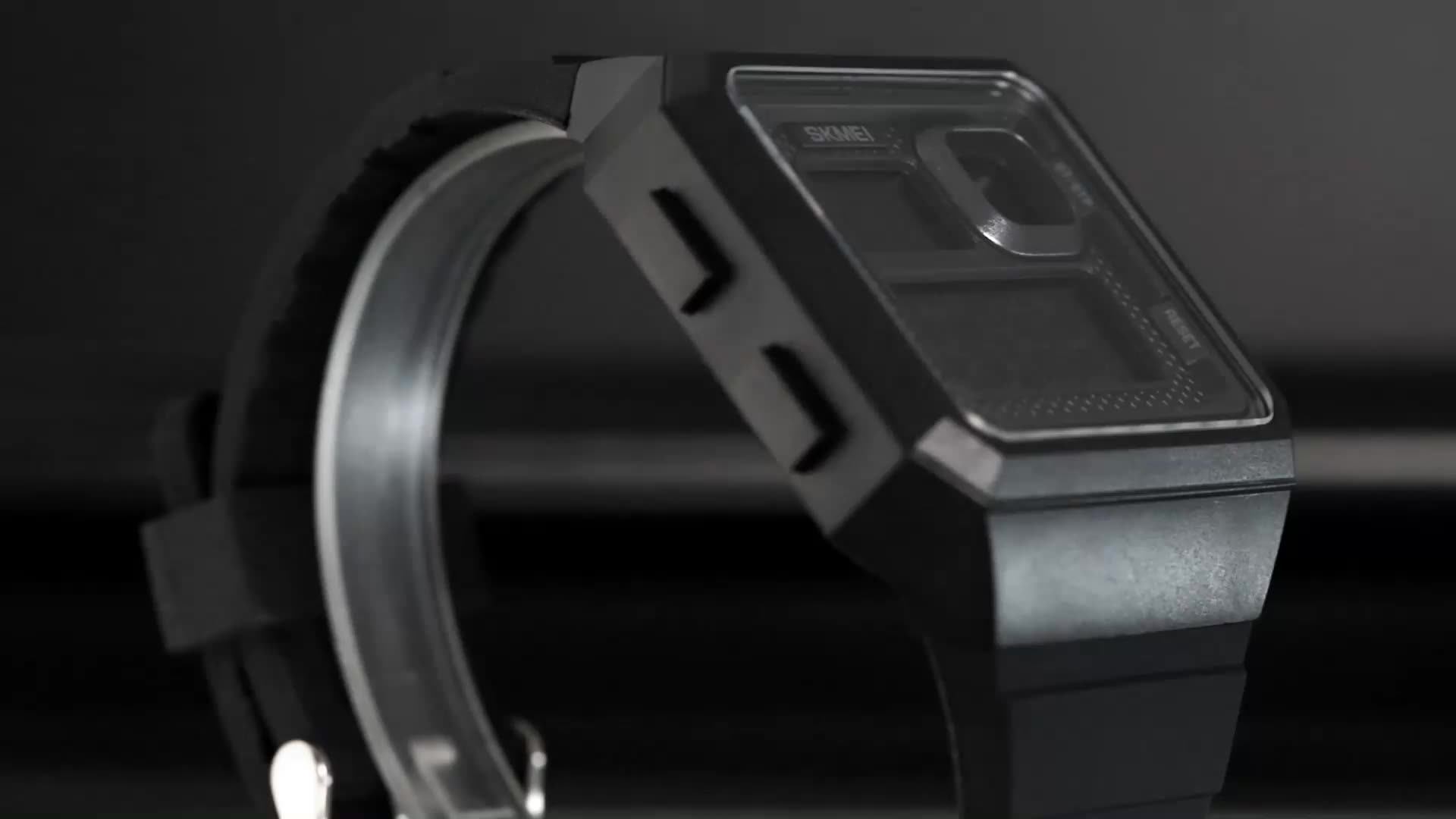 Men Square Digital Watches Water Resistant Sport Black Watch Dual Time ...