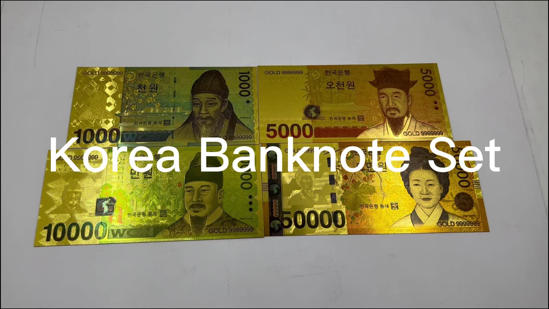 Waterproof 4 Types Korea Money Bank Note 24k Gold Foil Plated Banknote ...