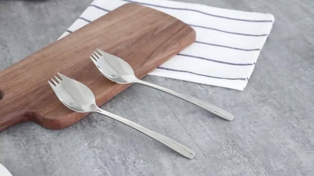 Inox 210mm Stainless Steel Spork For Buffet,Salad Spoon Fork Serve Set ...