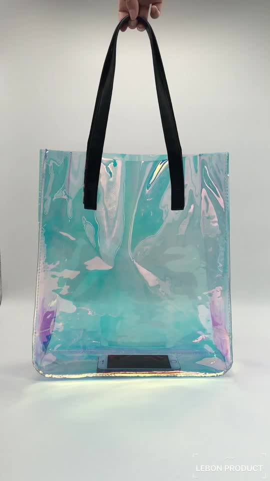 Custom High Capacity Tpu Clear Iridescent Tote Bags Portable Travel ...