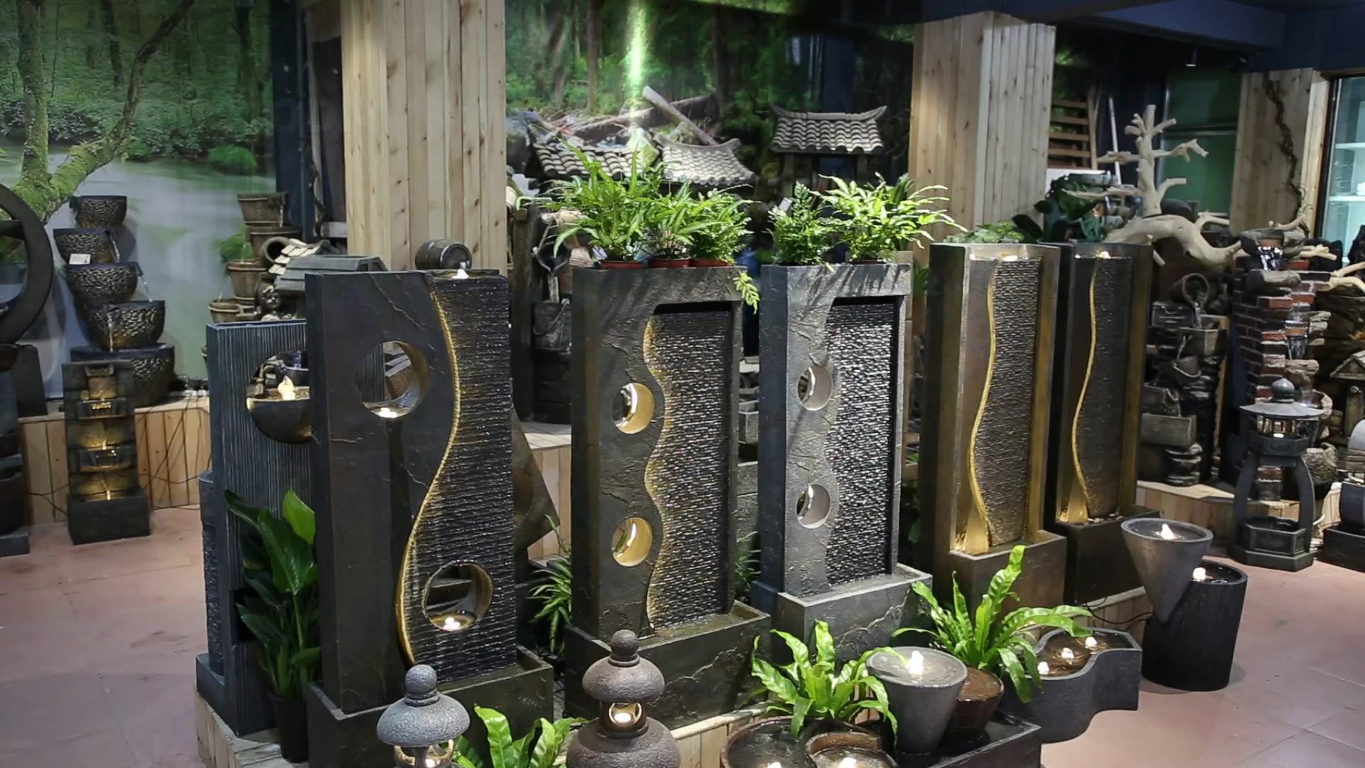 Modern Style Indoor Outdoor Freestanding Cascade Fountain Concrete ...