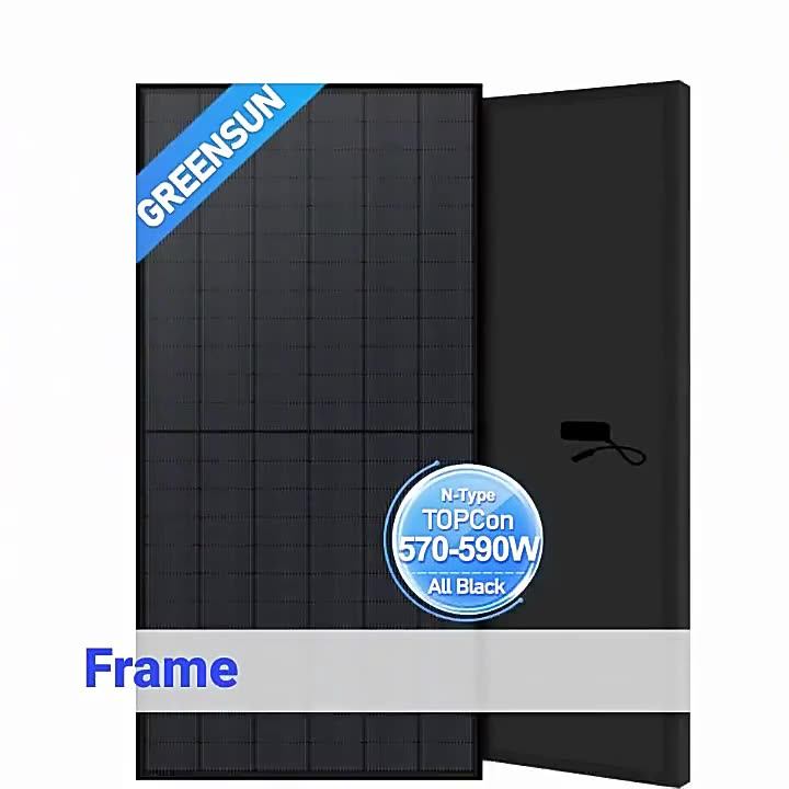 N Type Solar Mono Pv Module All Black 570w 580w 590w Solar Panels For ...