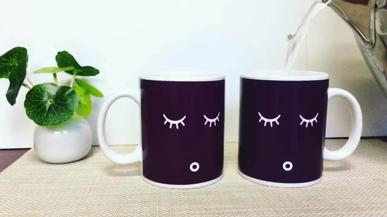 Custom Logo Magic Gift Idea Heart Shape Ceramic Mugs Design Porcelain ...