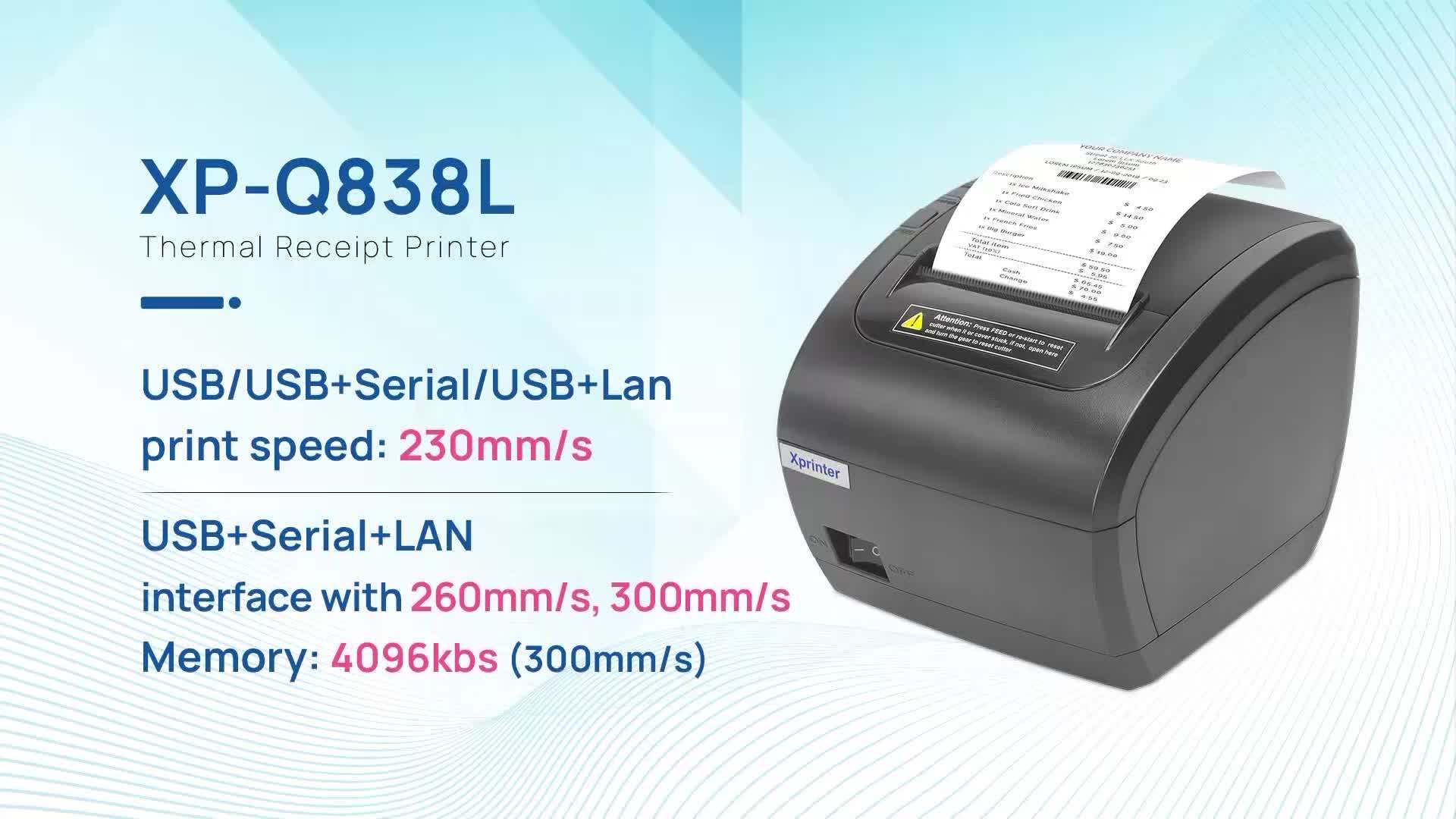 Xprinter Xp-q838l Kitchen Receipt Printer Auto Cutter Blue Tooth Usb ...