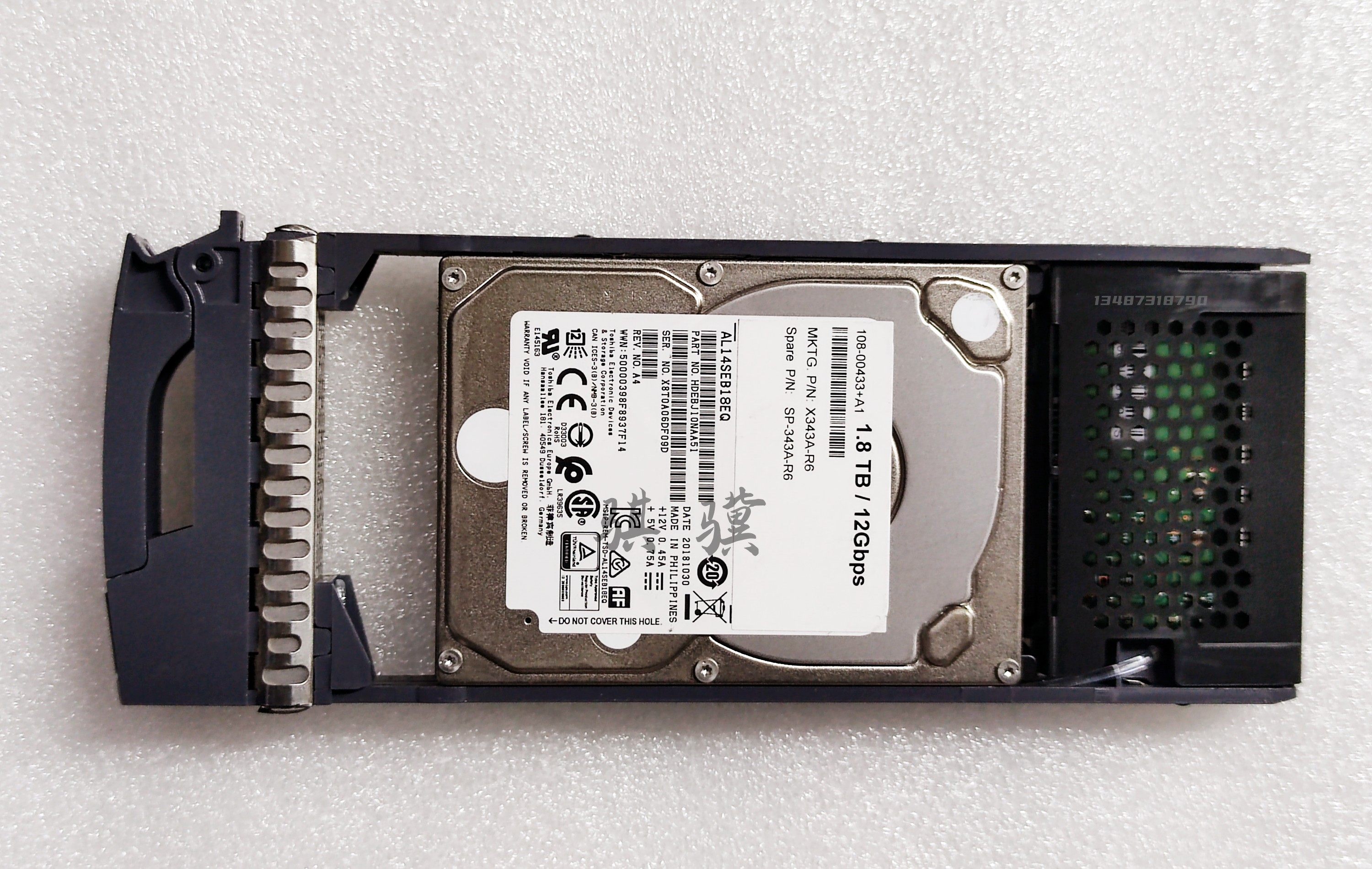 NetApp 1.8T 10K 12G 2.5 SAS 硬盘 108-00433+A1 X343A-R6