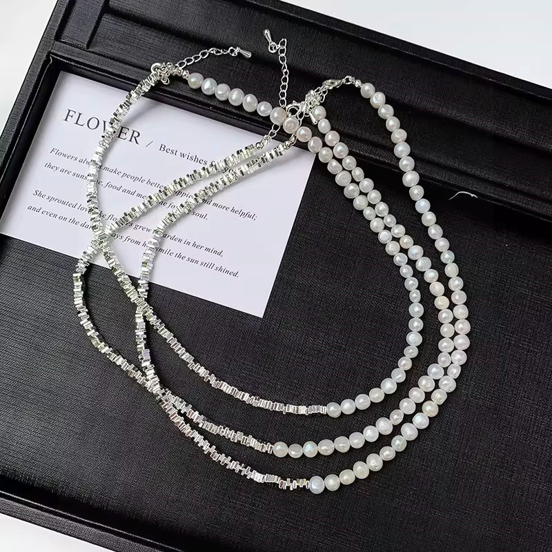 Classy Key法国设计师天然淡水珍珠碎银子项链：优雅女神必备！-领针-淘宝好物网