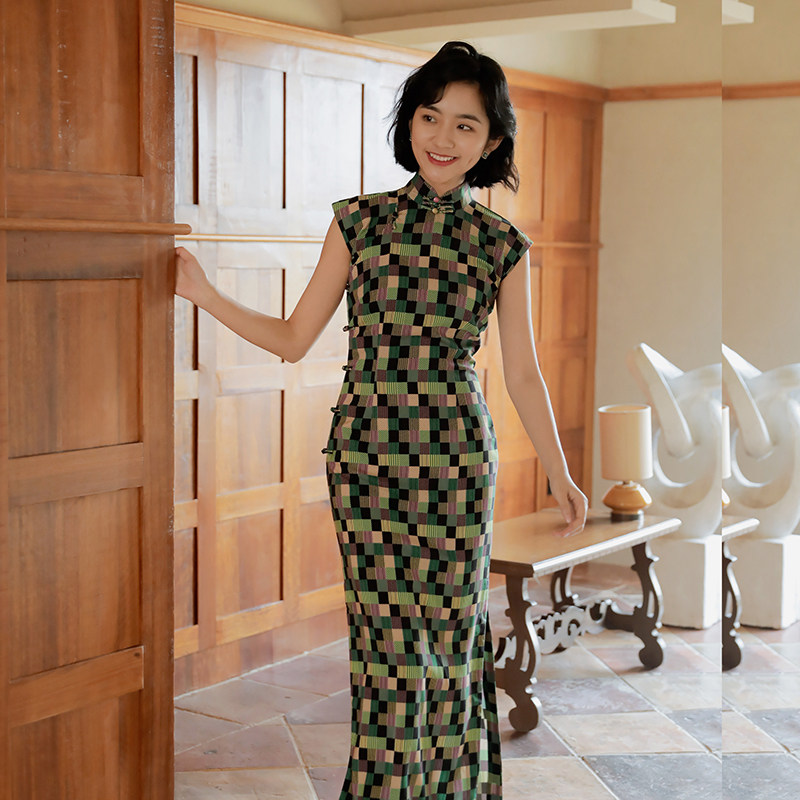 Momo's spring/summer retro artistic cotton silk cheongsam: a mid-length ...