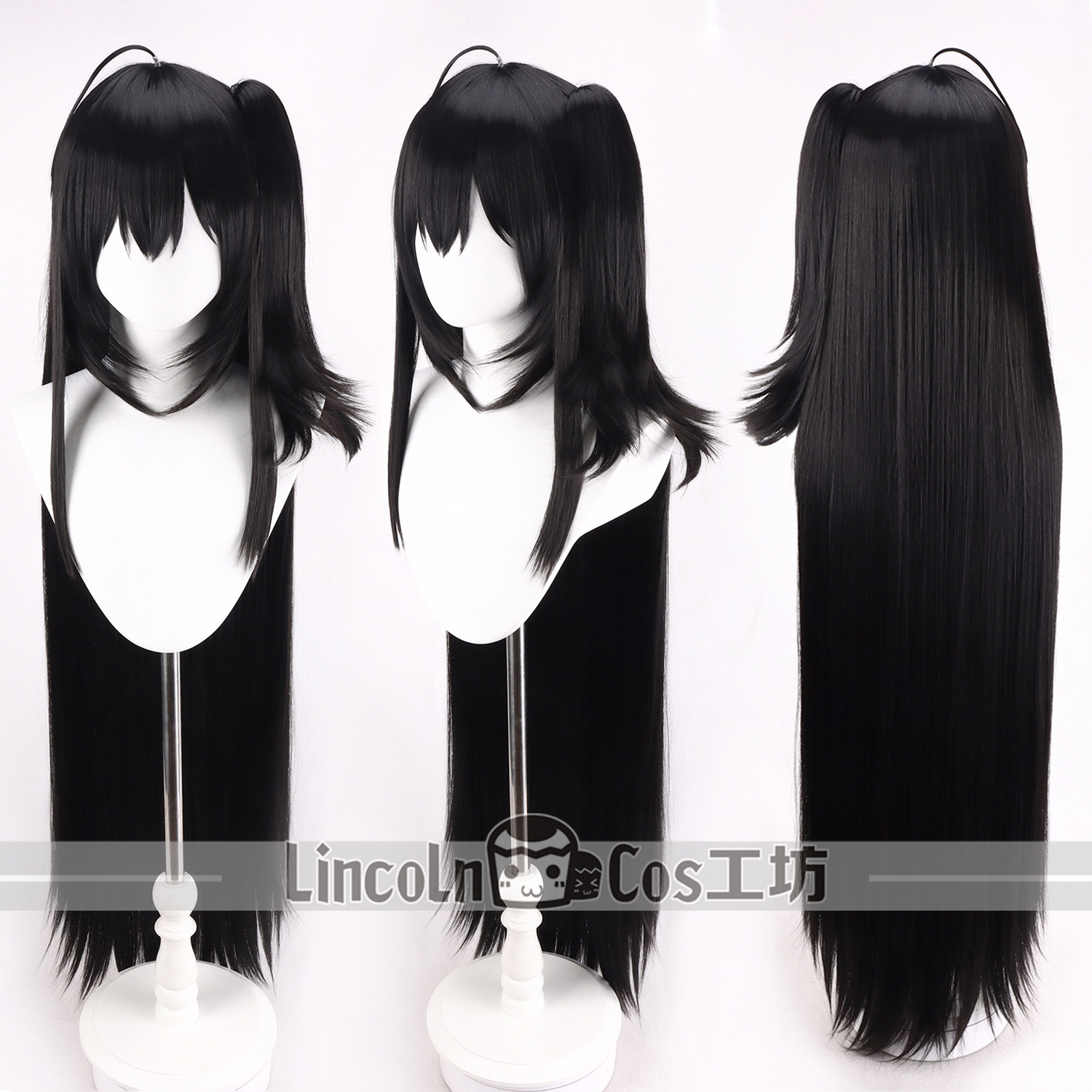 Lincoln azur lane cos wig recommendation｜120cm black long hair + hair ...