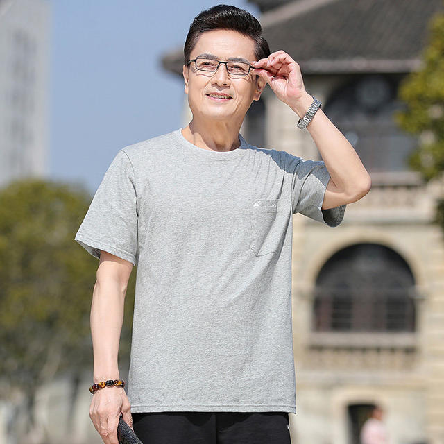 Men's round neck pure cotton short -sleeved T -shirt small in the ...