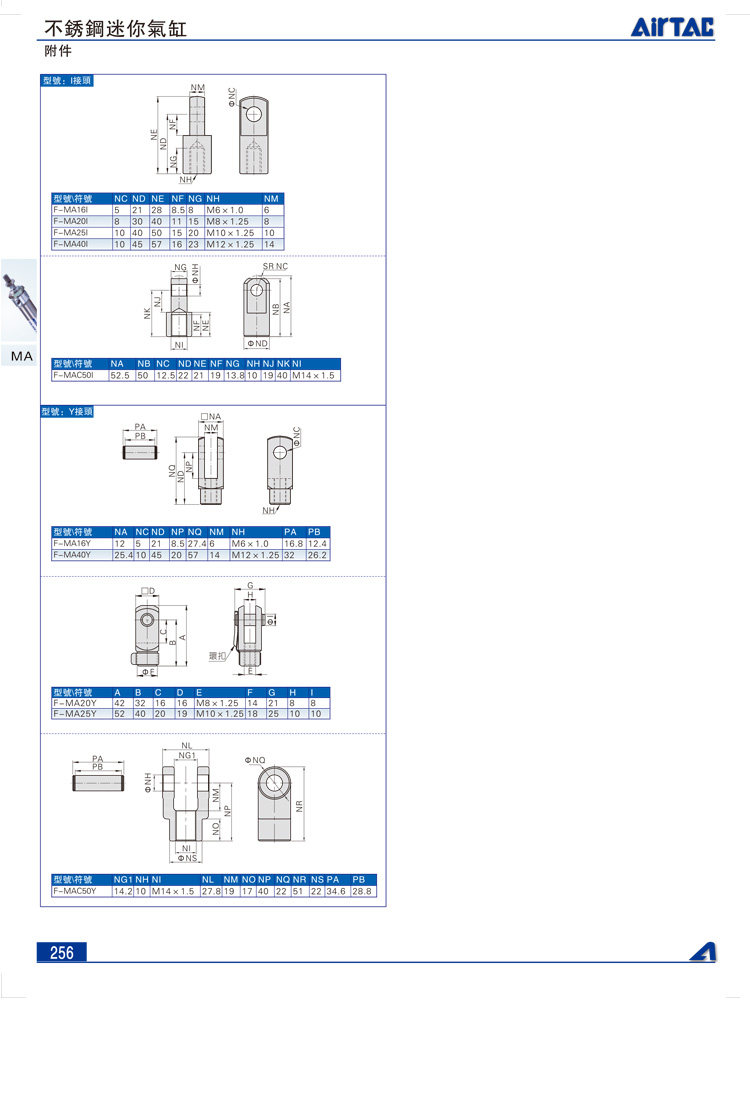 MA20亚德客不锈钢迷你气缸MA20X25X50X75X100X125X150X200-S-CA-阿里巴巴