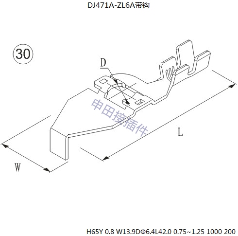 DJ471A-ZL6A帶鉤 端子 汽車接插件 圓形接頭 電瓶接線片 1000只