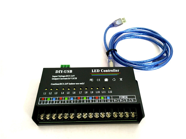 12路多路可自主编程控制器DIY-UBS单色七彩5/12/24V90A灯光调光器-阿里巴巴