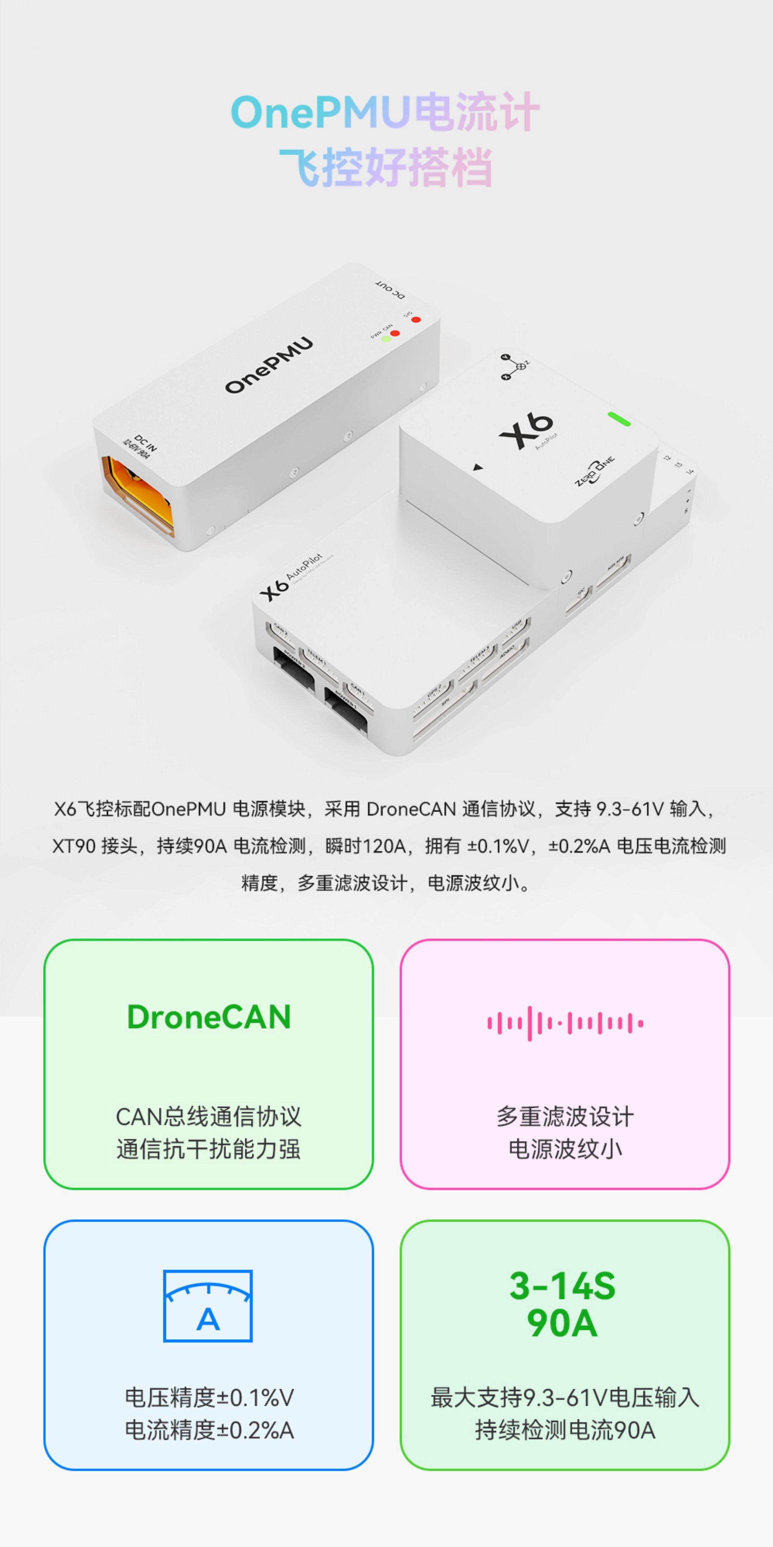 ZeroOne OnePMU DroneCAN总线 高精度电源模块 电流计 电压计 – 零一飞行官网