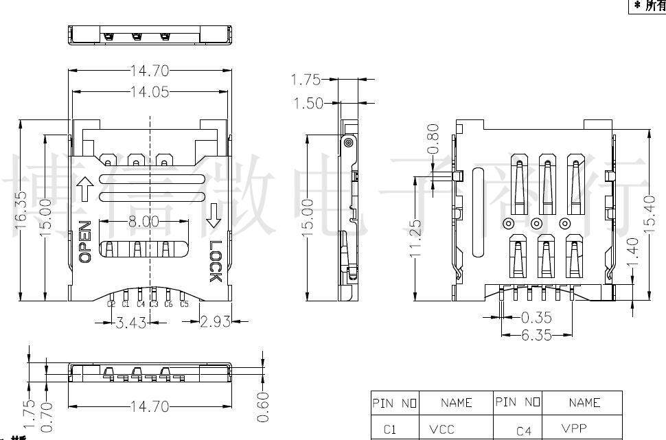 China Low Price 6P 6-pin Micro SIM Card Slot Socket Adapter Clamshell ...