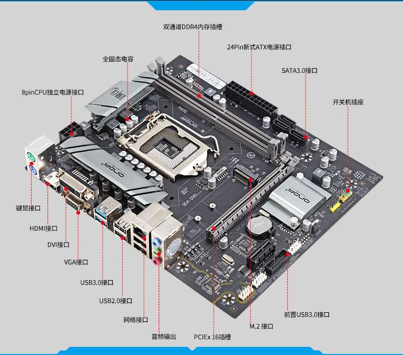昂达 9D4-DVH B250非魔改版 双D4 台式机电脑主板1151支持6789代 铠甲散热_主板_电脑配件_电脑相关/软件_一个有线下服务网络能提供就近服务的平台 - www.bdgw.cc