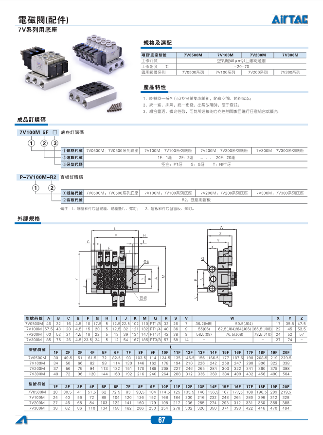 亚德客原装正品电磁阀底座 7V100M-1F/2F/3F/4F/5F/6F/7F/8F/9F-阿里巴巴