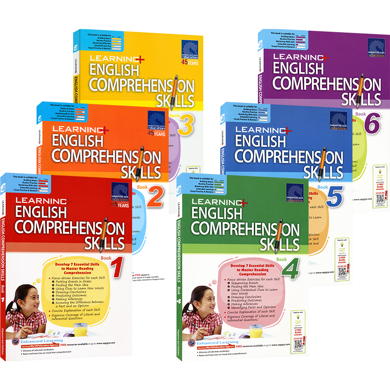 英文原版新加坡SAP Learning English Comprehension Skills1-6年级阅读理解学习系列练习册技巧 7大阅读 ...