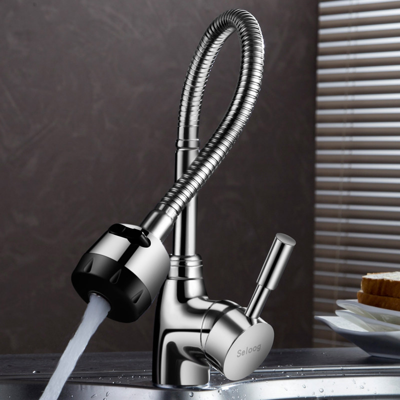 Kitchen tap Home washing basin hot and cold universal swivel single ...