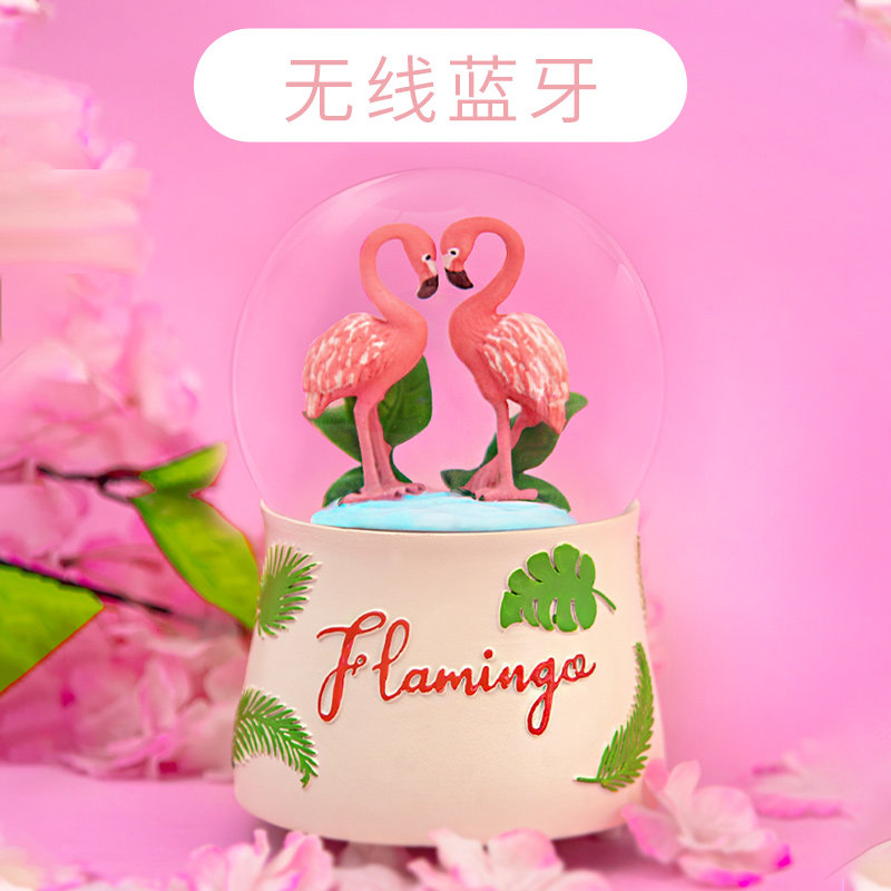 [USD 62.27] Flamingo Music Box Crystal Ball Eight Music Box Spinning ...