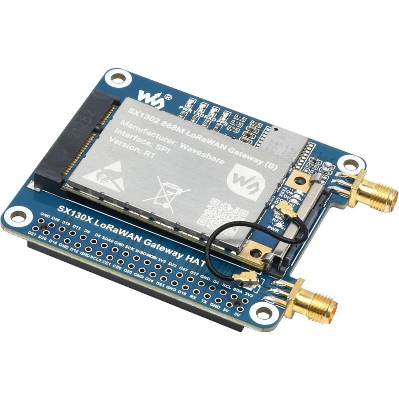 微雪 SX1302/SX1303无线射频模块LoRaWAN网关扩展板868M/915M可选