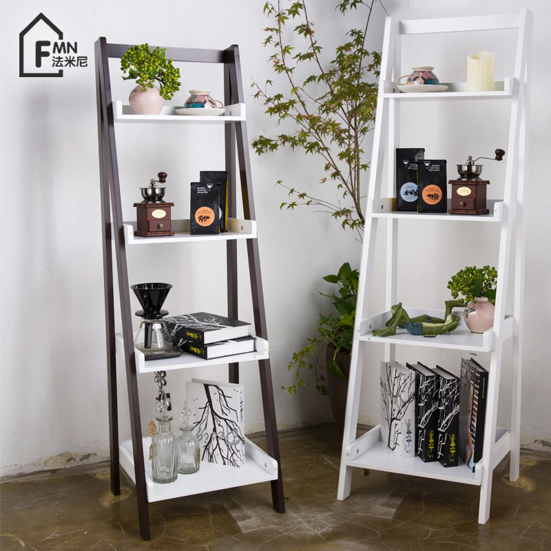 Living room shelf Floor-to-wall trapezoidal multi-layer bookshelf ...