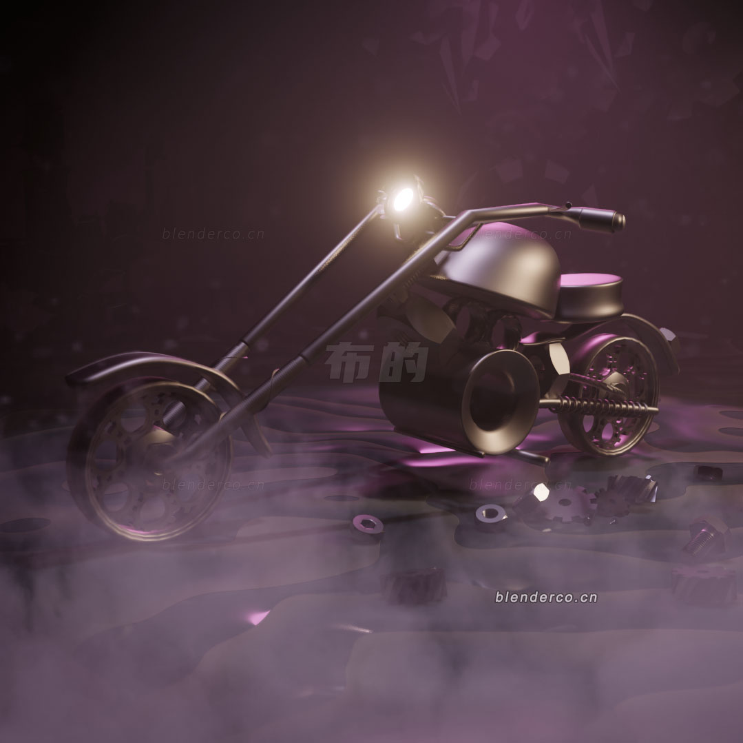 Blender机械摩托车自行车模型 Blender布的群友分享,作者不清楚,知道的留言联系。 Blender布的