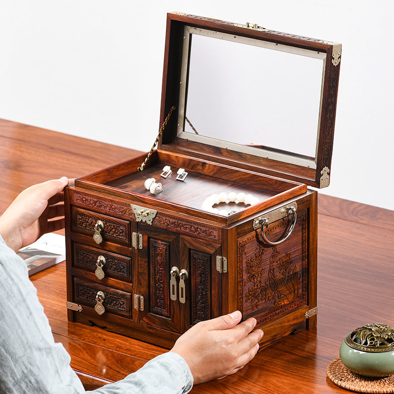 [USD 204.29] Big red acid jewelry box new solid wood jewelry collection ...