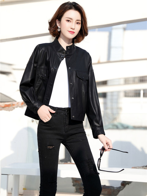 Small leather jacket for women short fashionable loose slim 2024 spring ...