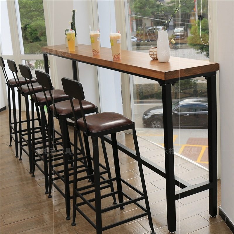 American bar table Solid wood bar Restaurant bar Cafe High stool Table ...