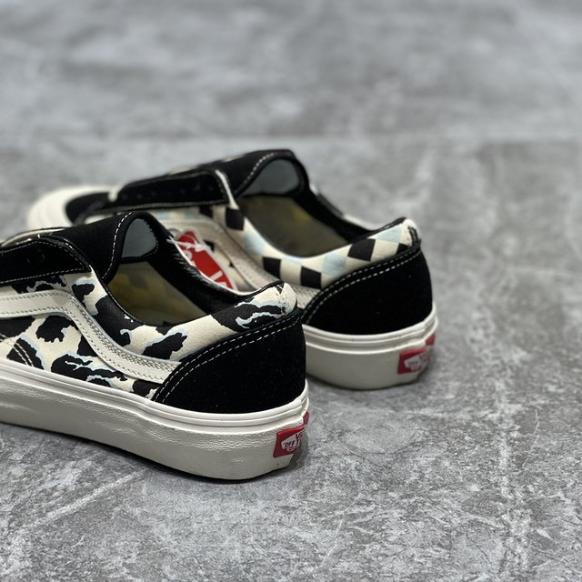 VANS Style36 SF black and white cow pattern print checkerboard men's ...