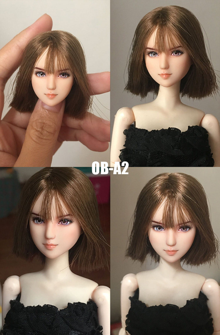 1\/6 female soldier head carving obitsu\/ob makeup doll makeup face ...