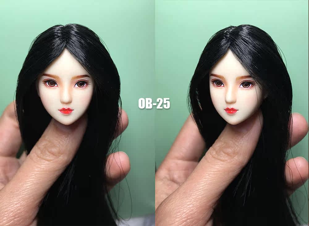 1\/6 female soldier head carving obitsu\/ob makeup doll makeup face ...