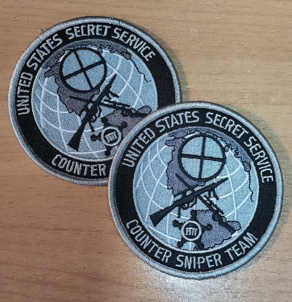 新品 USSS CAT SECRET SERVICE シークレットサービス PVC素材 ワッペン パネルパッチ マジックテープ 黒白灰 星条旗 ...