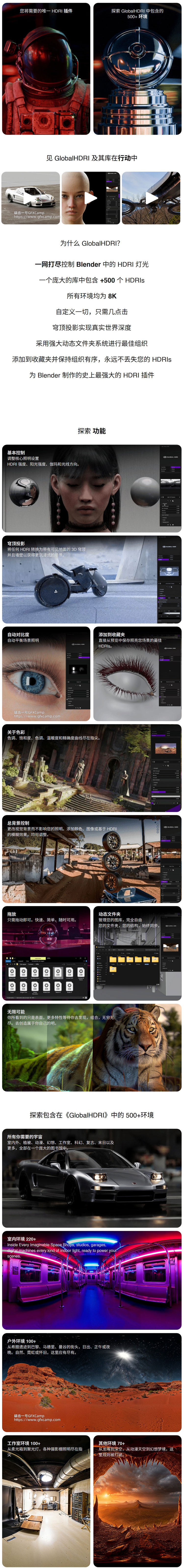 Blender 500+高动态HDRI环境灯光贴图素材预设插件 Global HDRI 修复版 – 龋齿一号GFXCamp