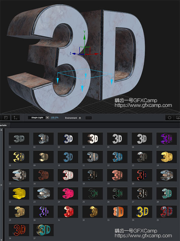 177组Element 3D/E3D材质倒角4K预设 – 龋齿一号GFXCamp