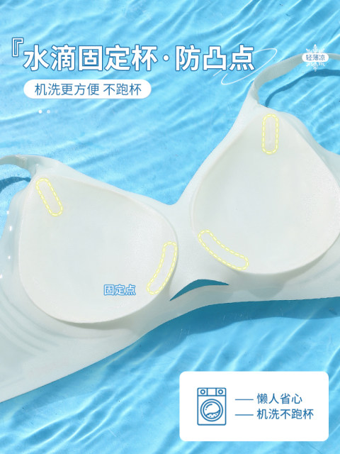 Summer cold ice silk large size bra without traces thin style without ...