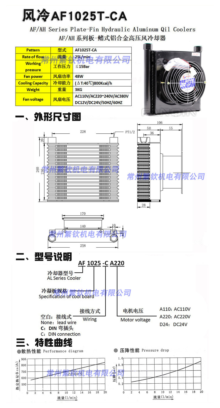 耐用液压风冷却器AH0607 0608风冷式油散热器AF0510-CA液压换热器-阿里巴巴
