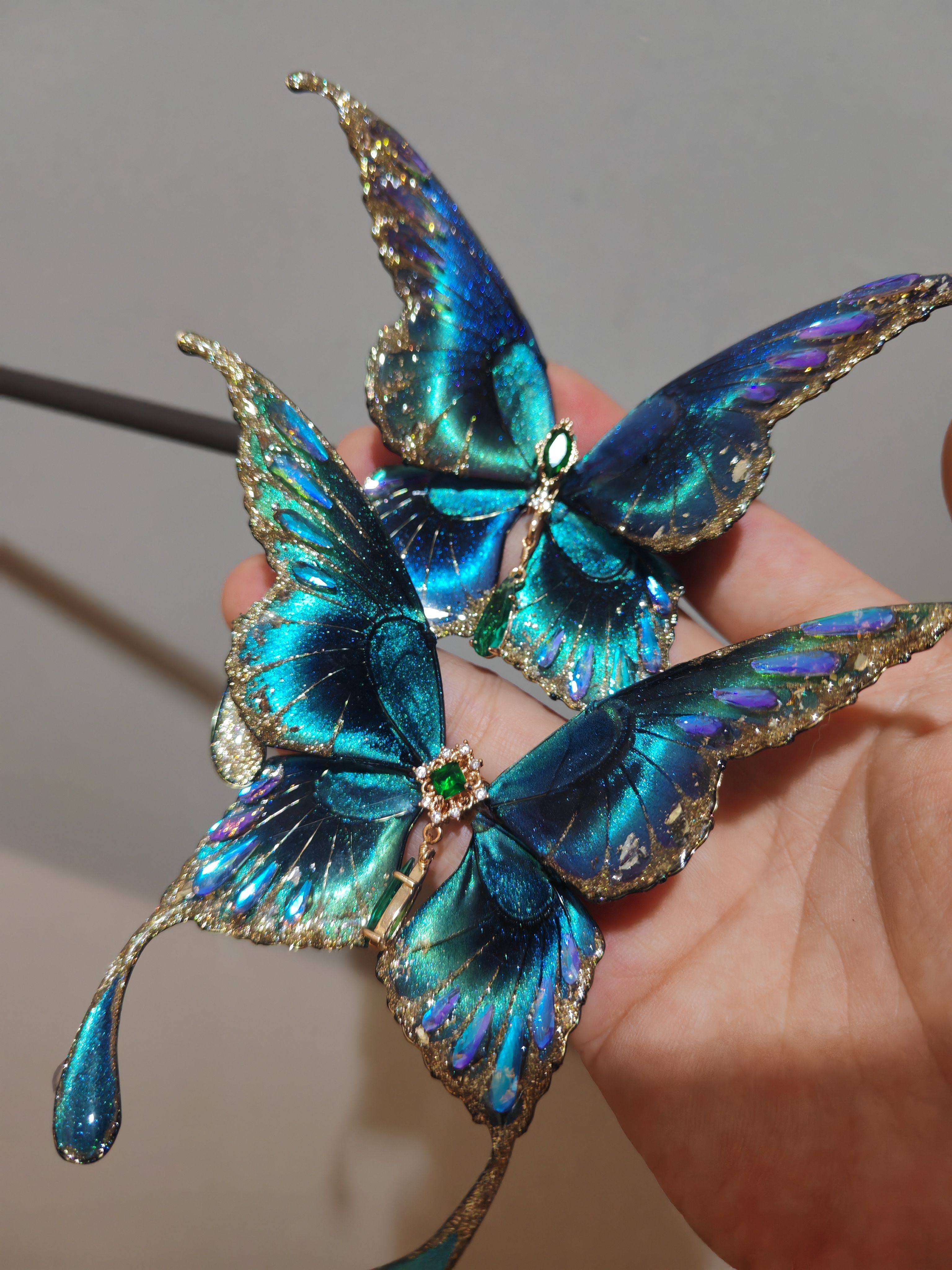 Butterfly meow| dream galaxy series flower liquid butterfly ornament ...